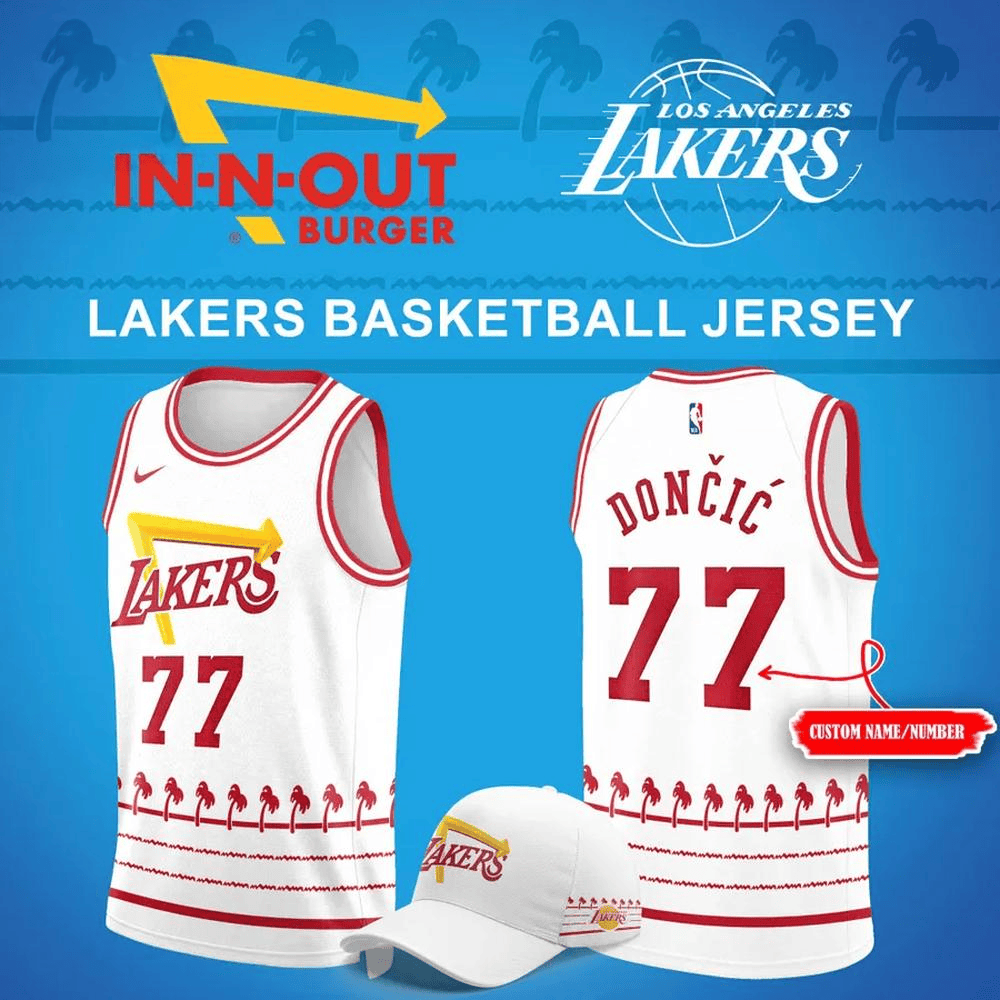 Custom Los Angeles Lakers IN N OUT Burger Basketball Jersey Los Angeles ...