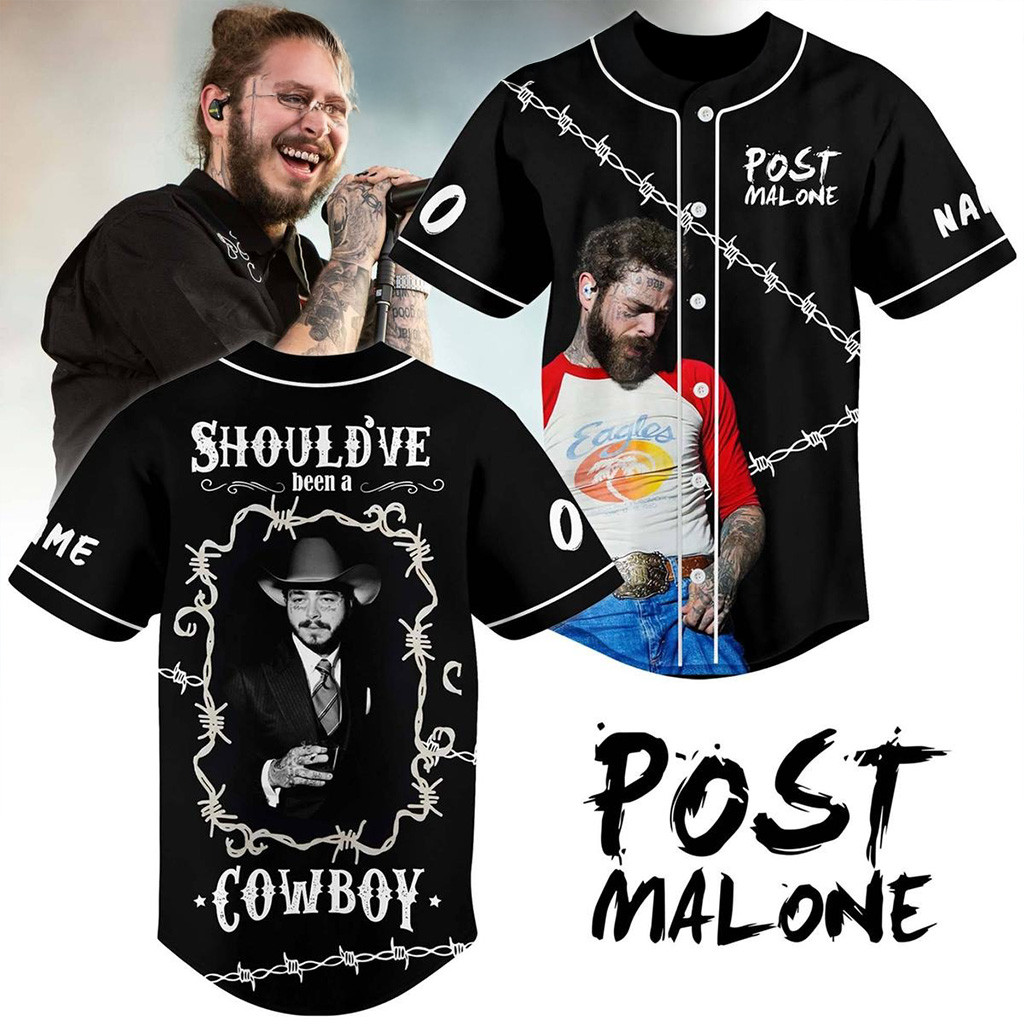 Custom Post Malone Should've Been A Cowboy 2025 Jersey Gift Ideas For ...