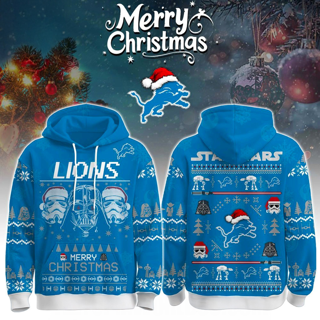 Detroit Lions Merry Christmas The Force Hoodie Lions Merch Christmas ...