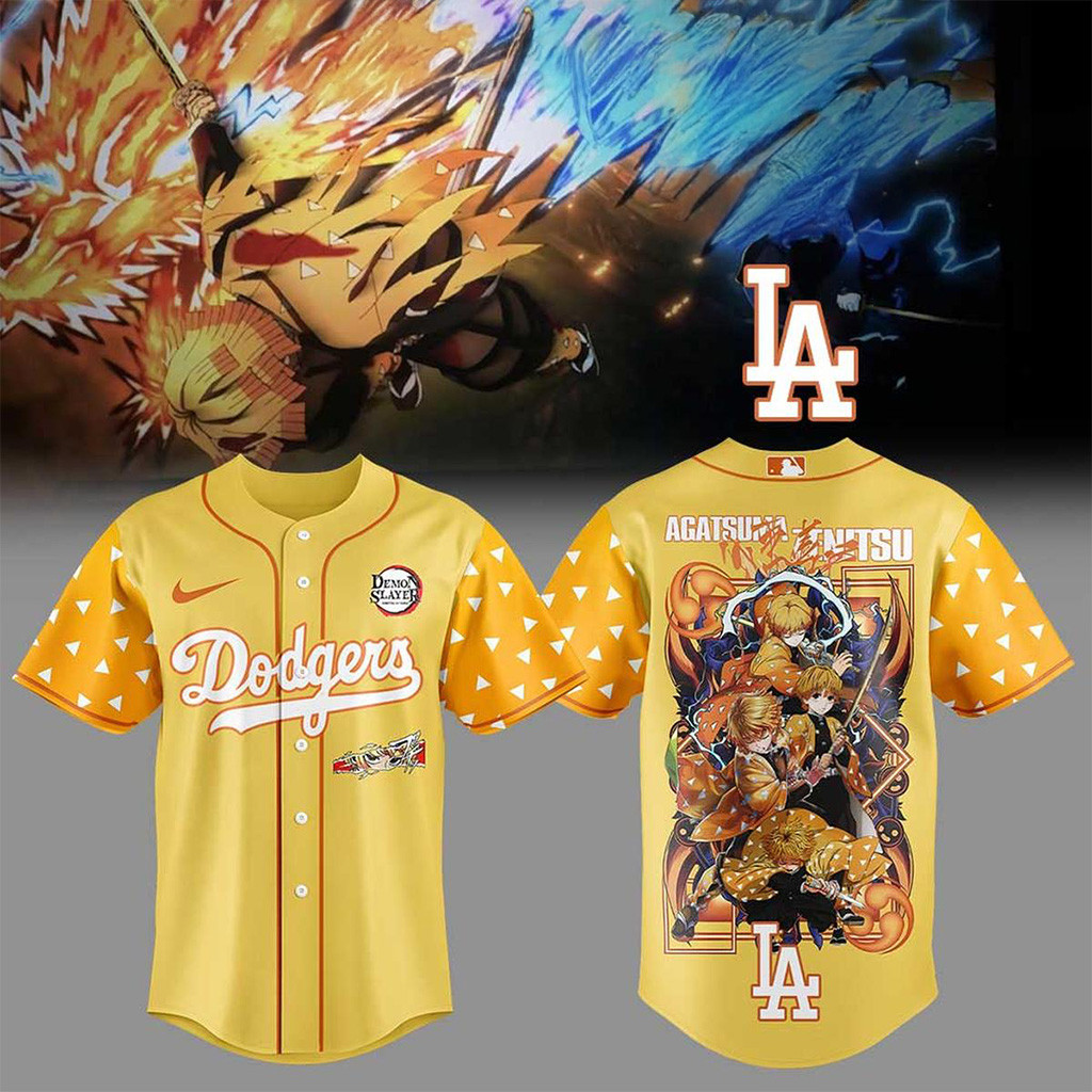 Los Angeles Dodgers X Agatsuma Zenitsu Demon Slayer Jersey Los Angeles ...