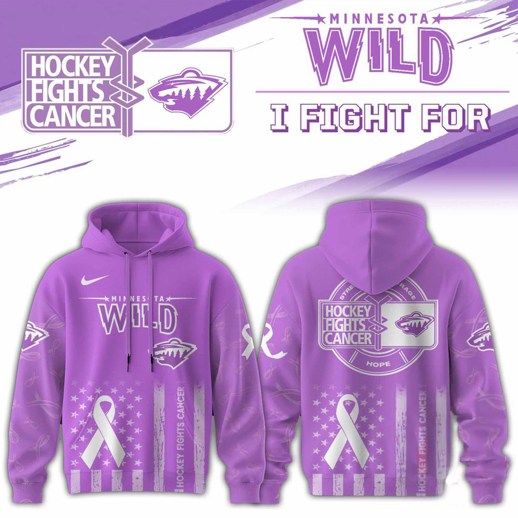 Minnesota Wild 2025 NHL Hockey Fights Cancer Hoodie Minnesota Wild ...