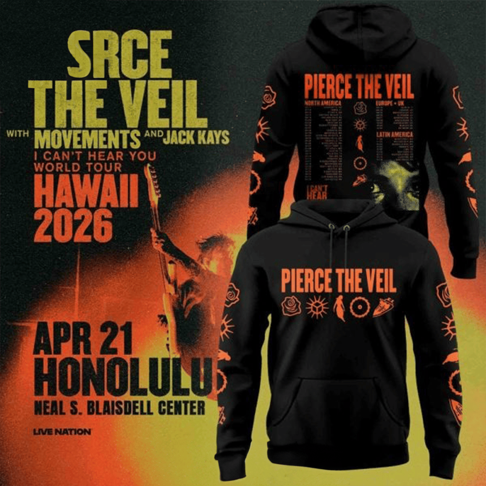 Pierce The Veil World Tour Hawaii 2026 Hoodie Rock Band Tour Merch ...